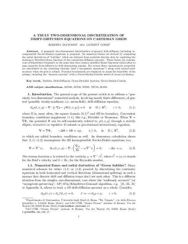 (PDF) A TRULY TWO-DIMENSIONAL DISCRETIZATION OF DRIFT-DIFFUSION ...
