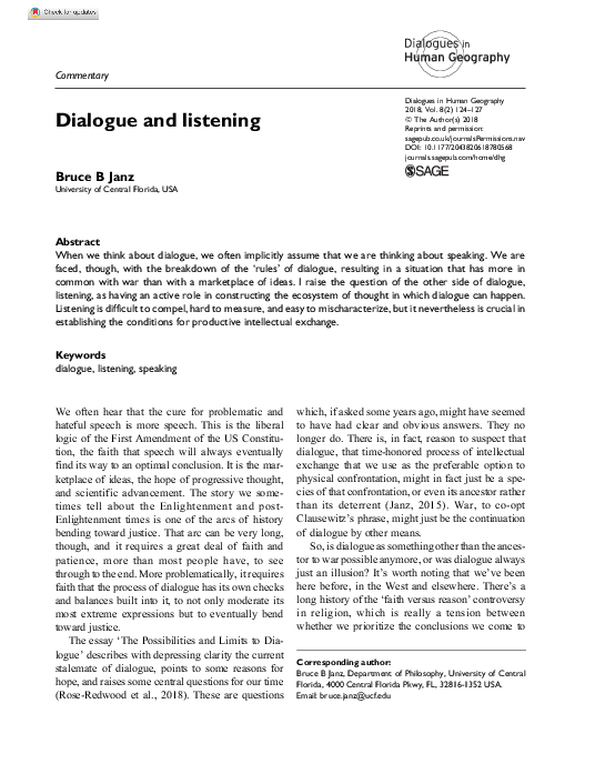(PDF) Dialogue and listening
