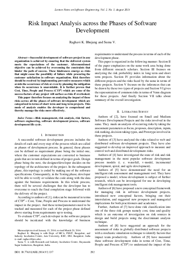 (PDF) Risk Impact Analysis Across the Phases of Software Development