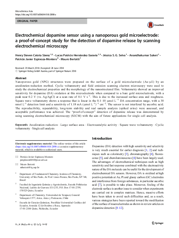 (PDF) Dopamine Detection with Nanoporous Gold Sensor