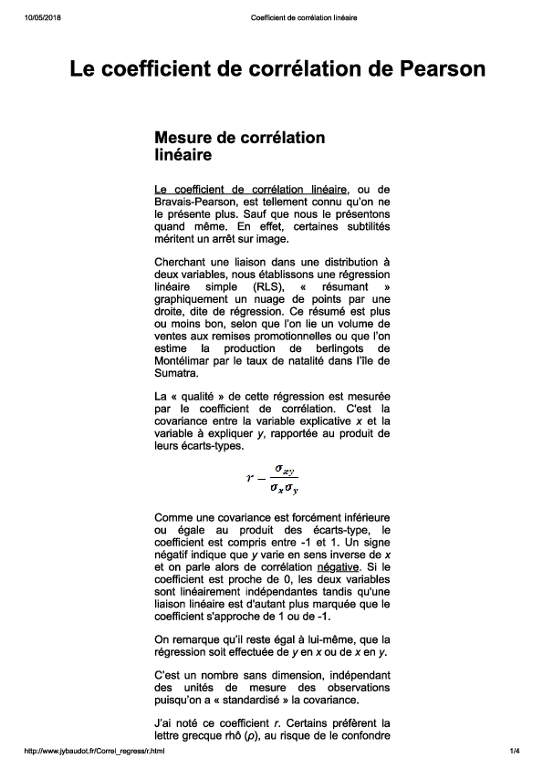 (PDF) Coefficient de correlation lineaire