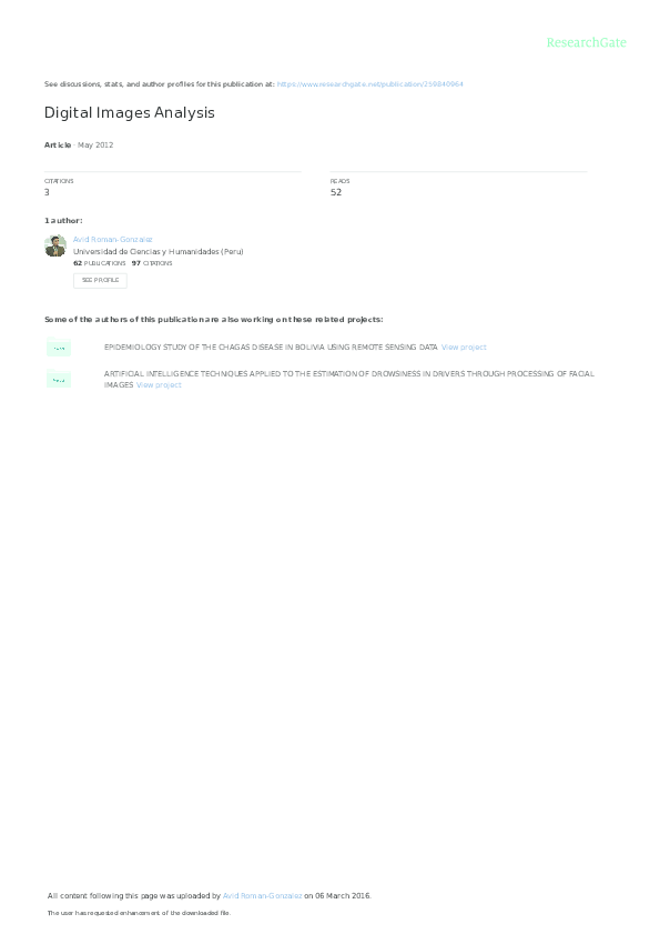 (PDF) Digital Images Analysis