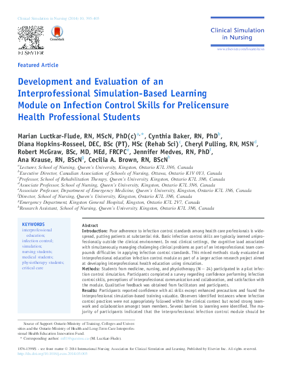 (PDF) Development and Evaluation of an Interprofessional Simulation-Based Learning Module on ...