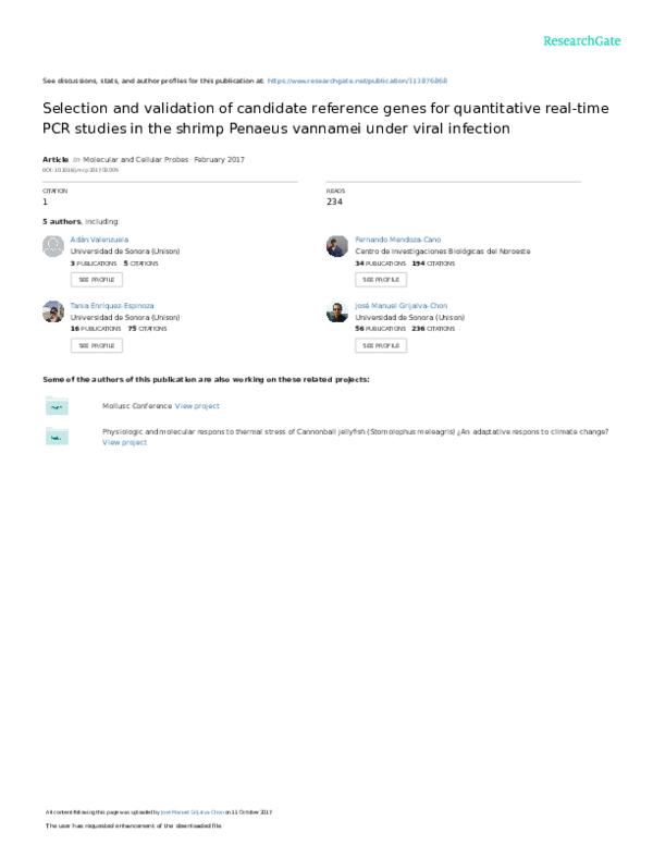 Pdf Selection And Validation Of Candidate Reference Genes For Quantitative Real Time Pcr