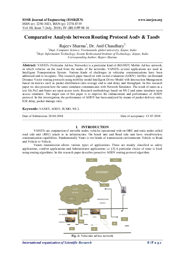 Pdf Comparative Analysis Between Routing Protocol Aodv And Taodv