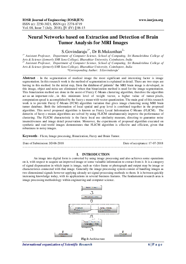 Pdf Neural Networks Based On Extraction And Detection Of Brain Tumor Analysis For Mri Images