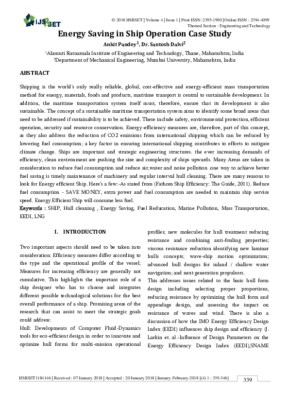 (PDF) Energy Saving in Ship Operation Case Study