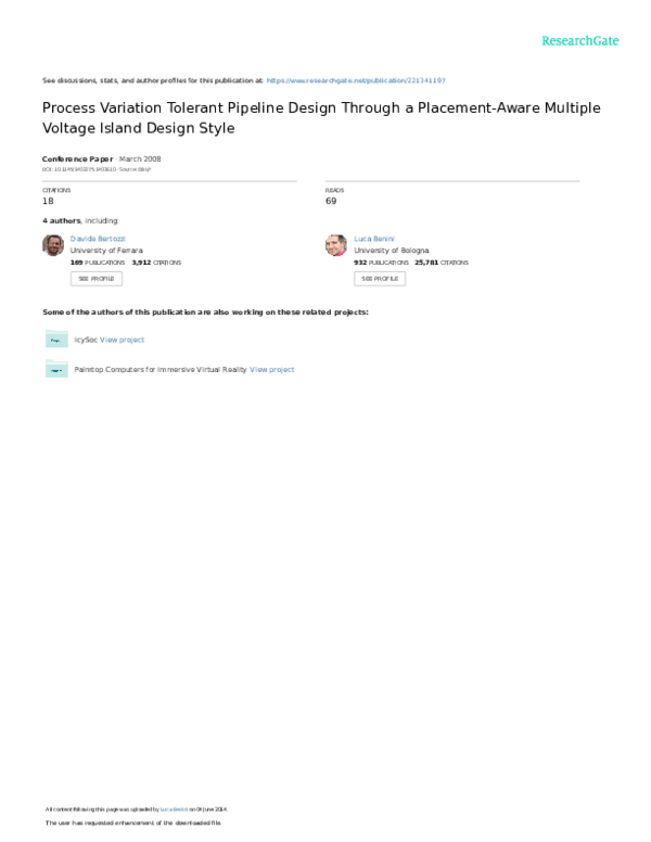 Pdf Process Variation Tolerant Pipeline Design Through A Placement Aware Multiple Voltage