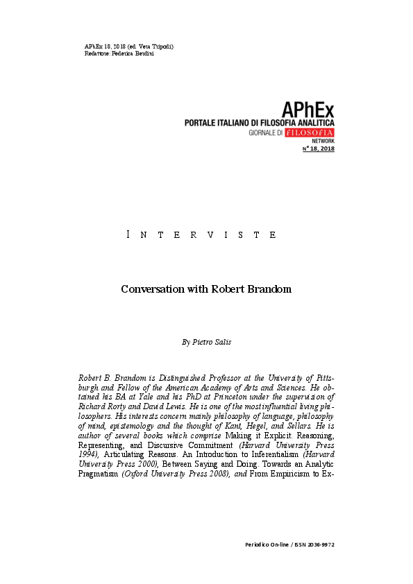 (PDF) Conversation with Robert Brandom