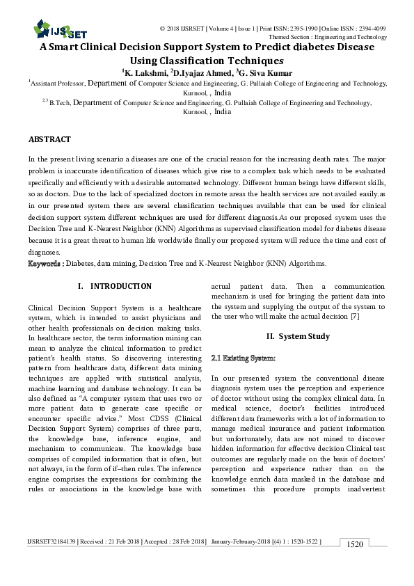(PDF) A Smart Clinical Decision Support System to Predict diabetes ...