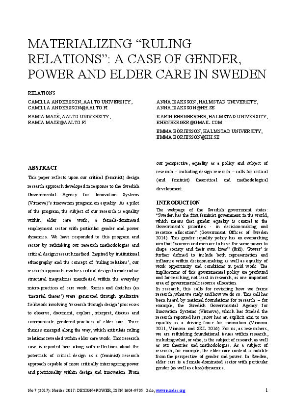 (PDF) Materializing "Ruling Relations": A case of gender, power, and ...