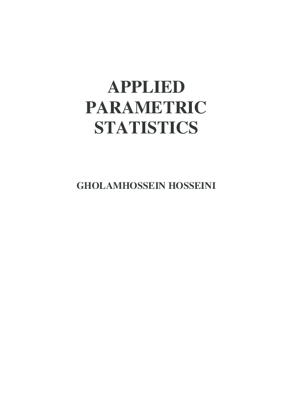 Pdf Applied Parametric Statistics