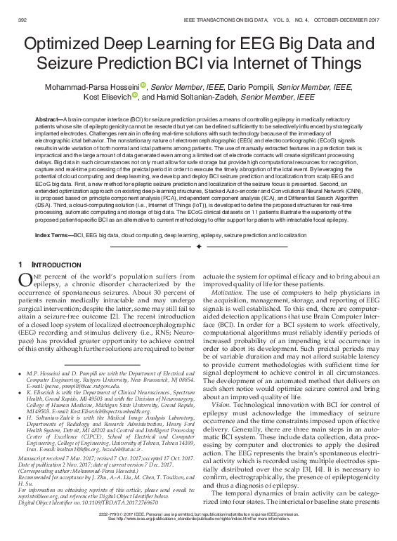 Pdf Optimized Deep Learning For Eeg Big Data And Seizure Prediction