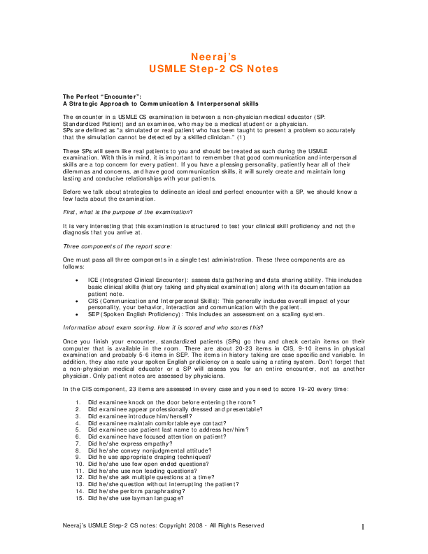 (PDF) Neeraj's USMLE Step-2 CS notes: Neeraj's USMLE Step-2 CS Notes ...