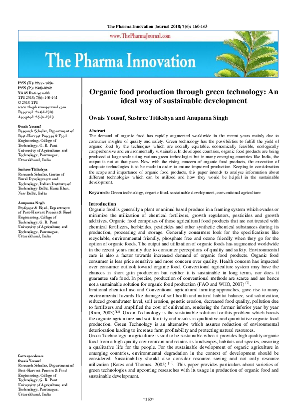 (PDF) Organic food production through green technology: An ideal way of ...