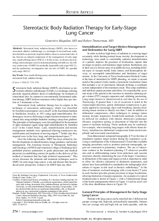 (PDF) Stereotactic Body Radiation Therapy for Early-Stage Lung Cancer