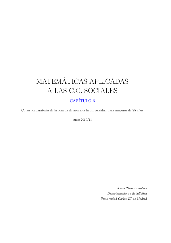 (PDF) MATEM´ATICAS APLICADAS A LAS C.C. SOCIALES CAP´ITULO 6 Curso preparatorio de la prueba de ...