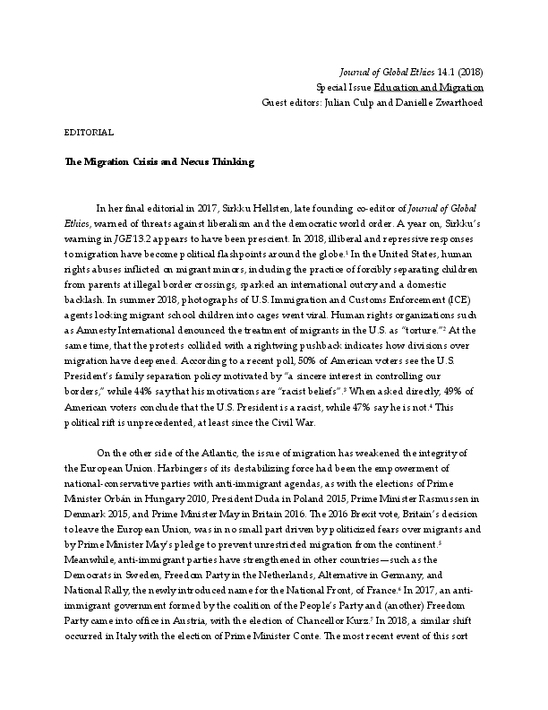 (PDF) The migration crisis and nexus thinking