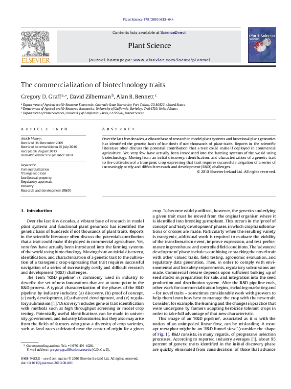(PDF) The commercialization of biotechnology traits