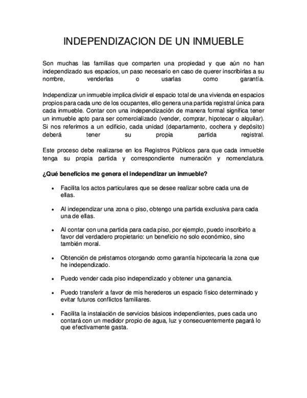 (DOC) INDEPENDIZACION DE UN INMUEBLE