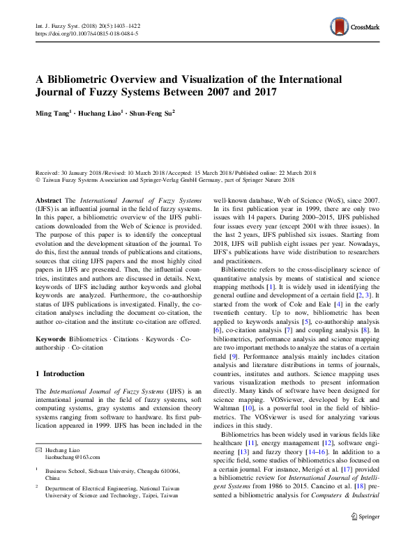 (PDF) A Bibliometric Overview and Visualization of the International ...