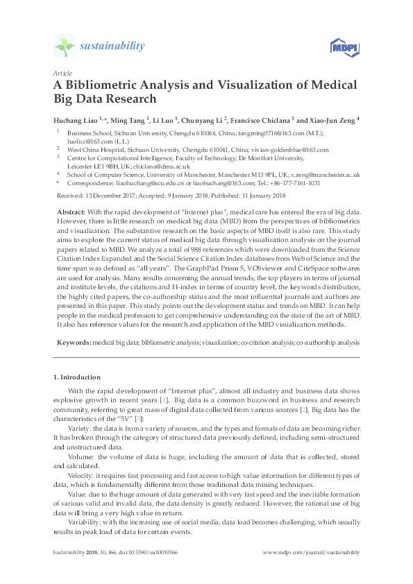 (PDF) A Bibliometric Analysis and Visualization of Medical Big Data ...