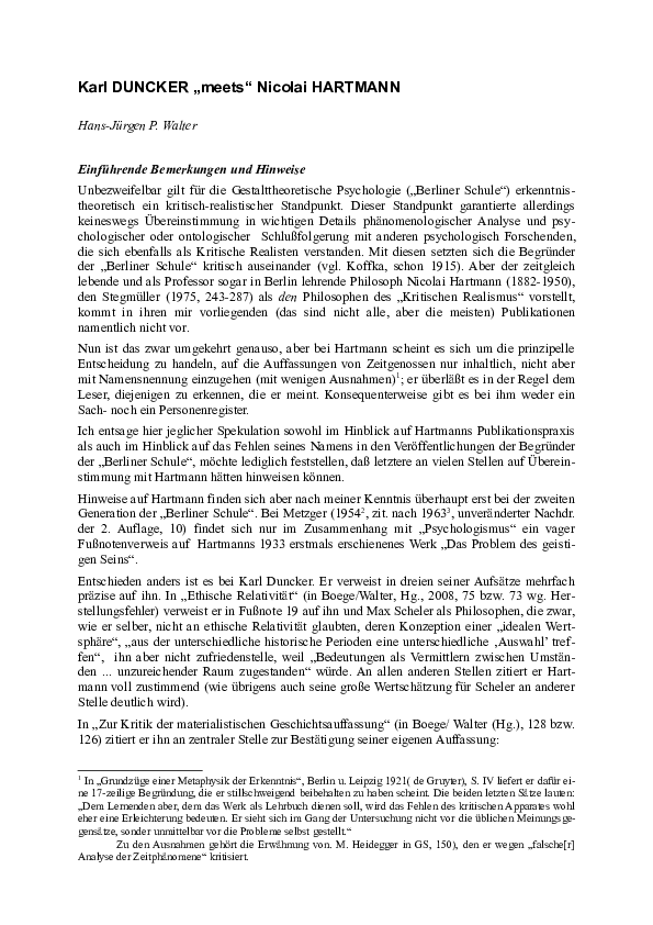 (DOC) Karl Duncker "meets" Nicolai Hartmann