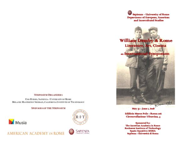 (PDF) "William Demby and Rome: Literature, Art, Cinema" (University of ...