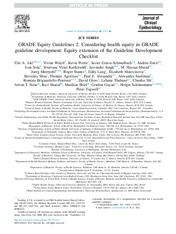 (PDF) GRADE Equity Guidelines 2: Considering health equity in GRADE ...
