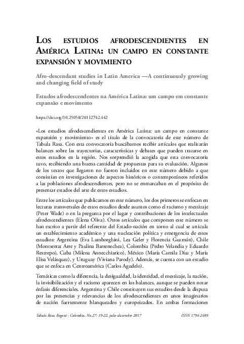 (PDF) Los estudios afrodescendientes en América Latina: un campo en ...
