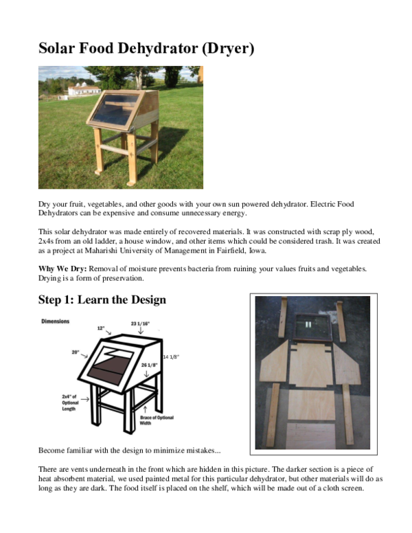 (DOC) Solar Food Dehydrator (Dryer