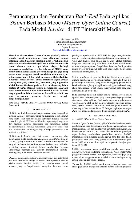 (PDF) Perancangan dan Pembuatan Back-End Pada Aplikasi Skilmu berbasis MOOC Pada Modul Invoice ...