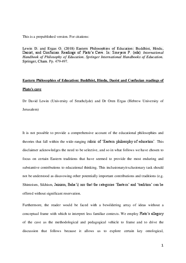 (PDF) Eastern Philosophies of Education: Buddhist, Hindu, Daoist, and ...