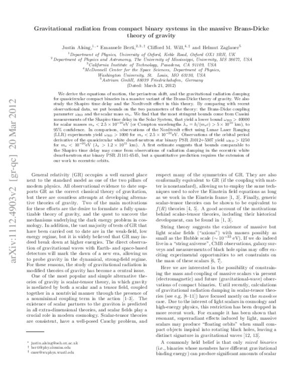 Pdf Gravitational Radiation From Compact Binary Systems In The
