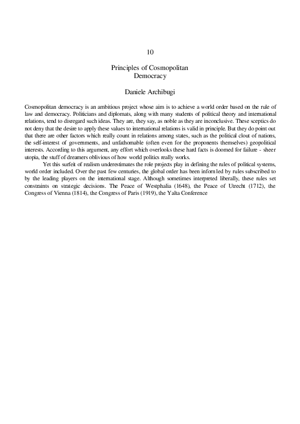 (PDF) Principles of Cosmopolitan Democracy