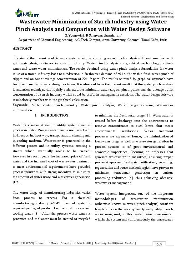 (PDF) Wastewater Minimization of Starch Industry using Water Pinch Analysis and Comparison with ...