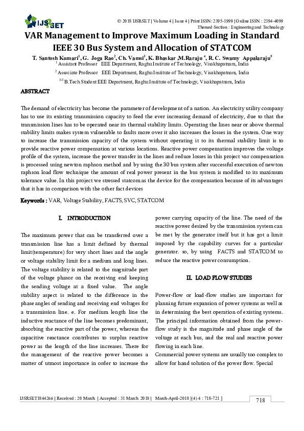 (PDF) VAR Management to Improve Maximum Loading in Standard IEEE 30 Bus System and Allocation of ...