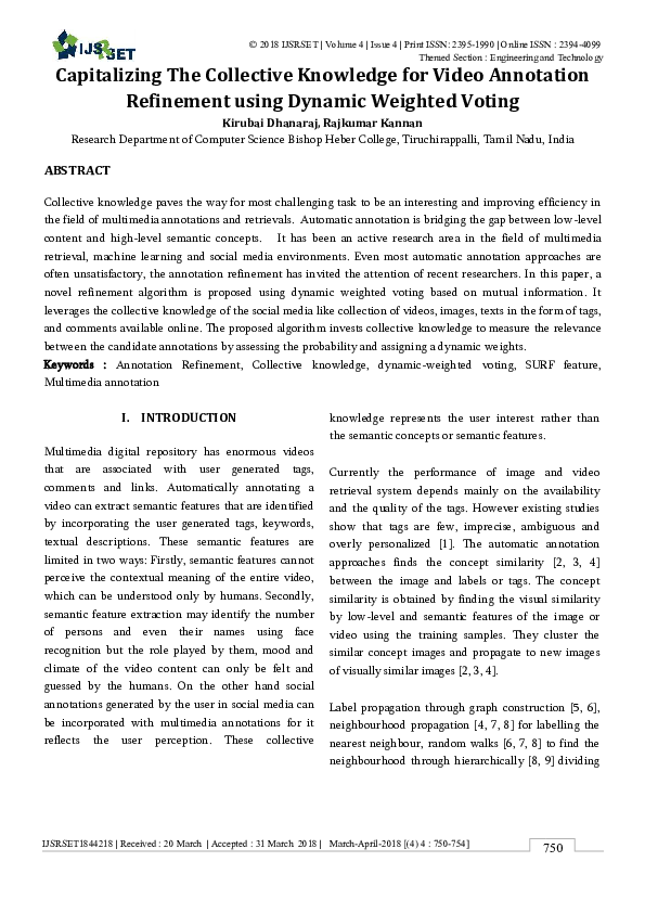 (PDF) Capitalizing The Collective Knowledge for Video Annotation Refinement using Dynamic ...