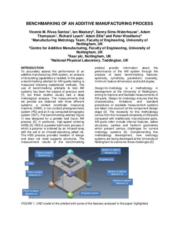 (PDF) BENCHMARKING OF AN ADDITIVE MANUFACTURING PROCESS