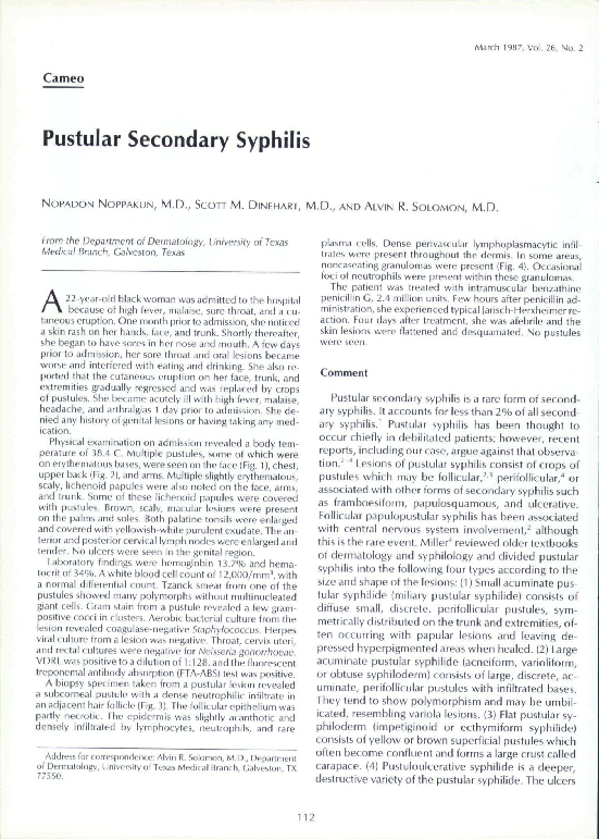 (PDF) Pustular Secondary Syphilis