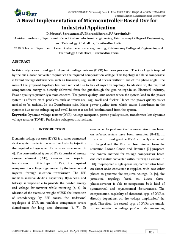 (PDF) A Noval Implementation of Microcontroller Based Dvr for ...