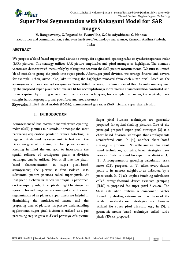 (PDF) Super Pixel Segmentation with Nakagami Model for SAR Images