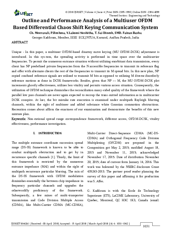 Pdf Outline And Performance Analysis Of A Multiuser Ofdm Based