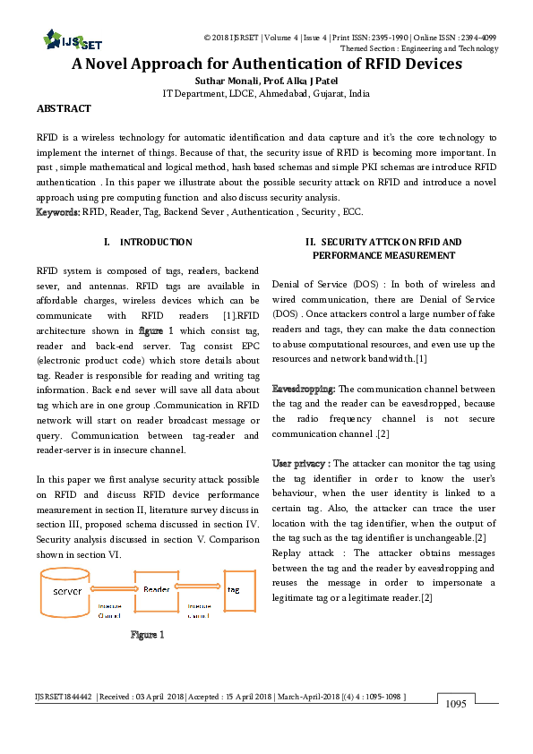Pdf A Novel Approach For Authentication Of Rfid Devices