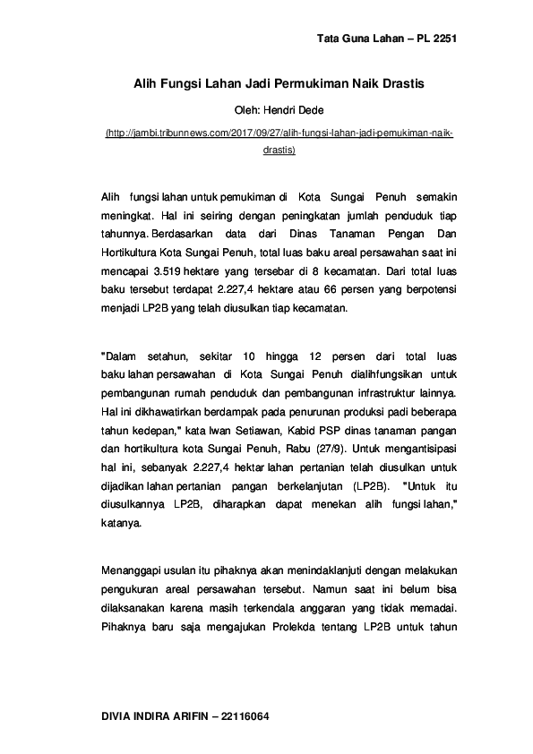 (PDF) Alih Fungsi Lahan Jadi Permukiman Naik Drastis (PDF) Alih Fungsi Lahan Jadi Permukiman Naik Drastis