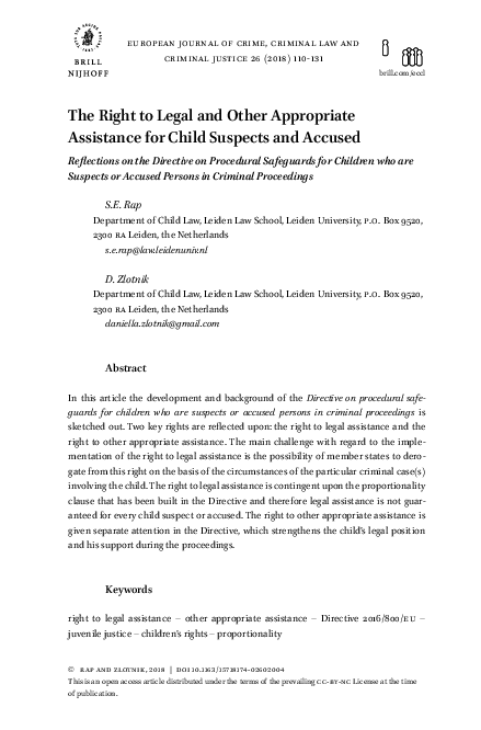 (PDF) The Right to Legal and Other Appropriate Assistance for Child ...