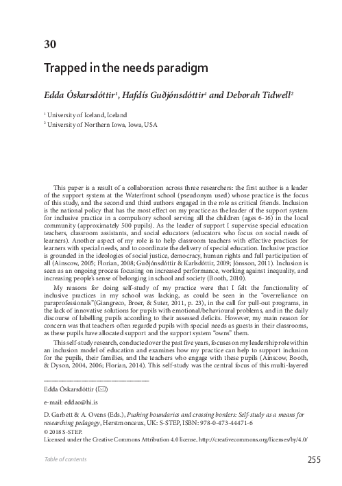 (PDF) Trapped in the needs paradigm | Edda Óskarsdóttir and Deborah ...