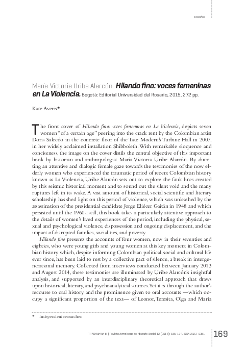 (PDF) RESEÑA: María Victoria Uribe Alarcón. Hilando fino: voces ...