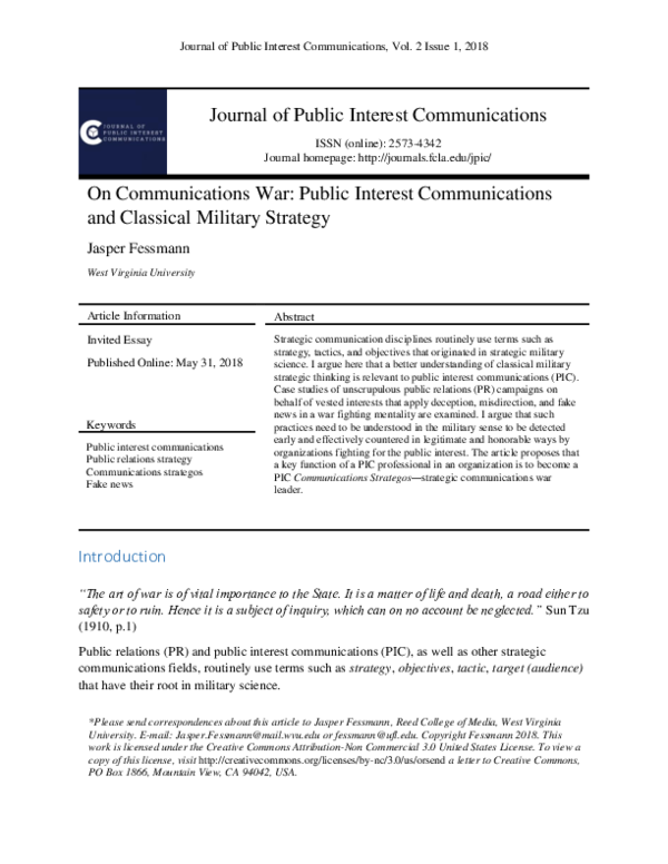 (PDF) On communications war: Public interest communications and ...
