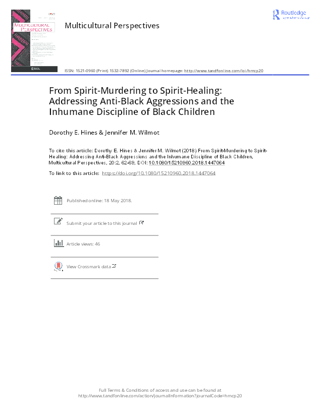 (PDF) From Spirit-Murdering to Spirit-Healing: Addressing Anti-Black ...